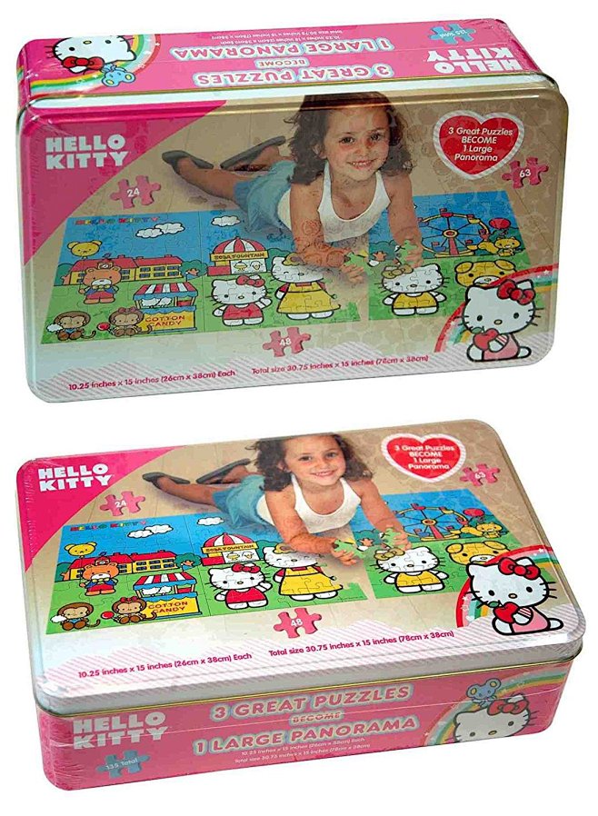 Amazon.com: Hello Kitty Panorama Tin Puzzle, 3-Pack: Toys & Games