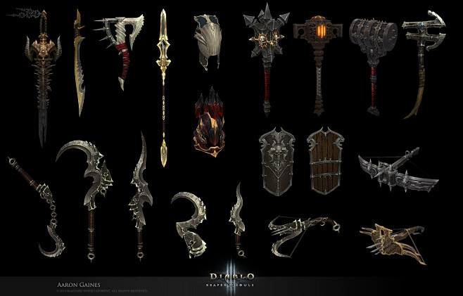 Various weapons and items for Diablo 3